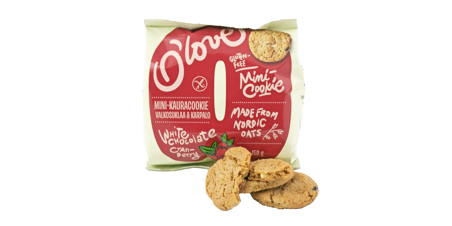 O’love Valkosuklaa-Karpalo cookie 150 g, gluteeniton | Porokylä